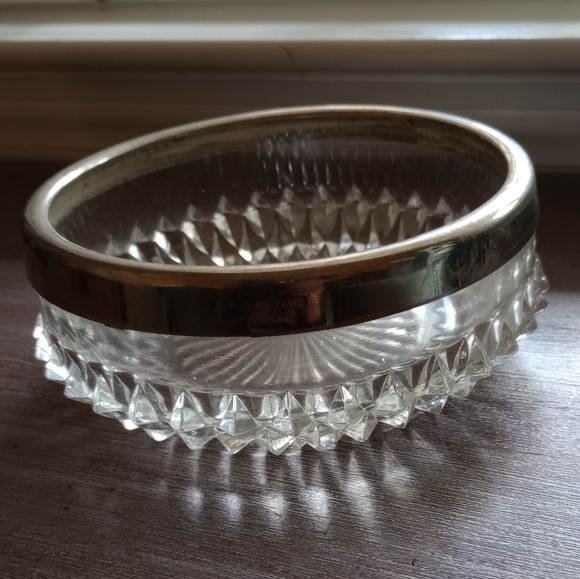 Dining | Vintage Metal Rimmed Glass Bowl | Poshmark